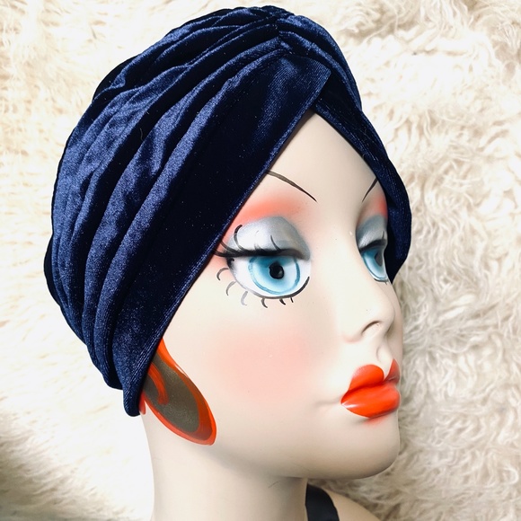 House Of Adornments | Accessories | Plush Navy Velvet Pinup Turban ...